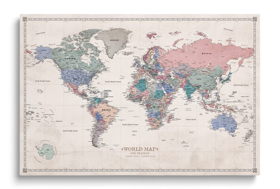 Pinboard World Maps | Travel Push Pin Maps | Cork Board Maps – Pinmap