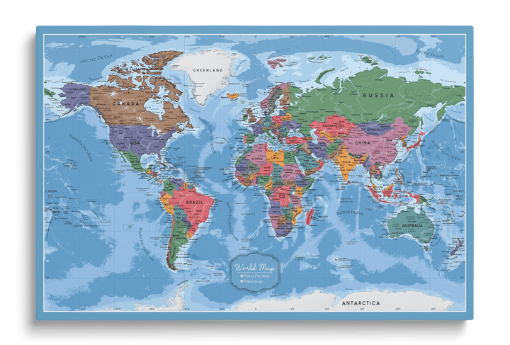 Pinboard World Maps on Canvas | Personalised Travel Push Pin Maps – Pinmap