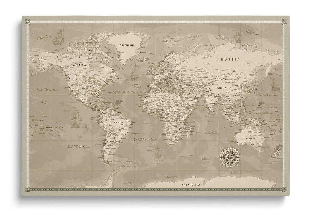 Pinboard World Maps on Canvas | Personalised Travel Push Pin Maps – Pinmap